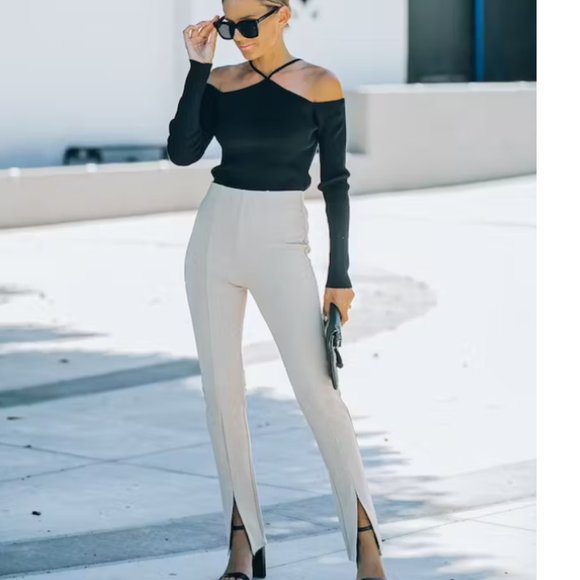Vici | Pants & Jumpsuits | Vici Grey Lab Defining Moment Tan Split Hem Pants Nwt | Poshmark
